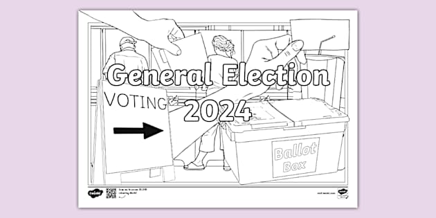 General Election 2024 Montage Colouring Page (Teacher-Made)