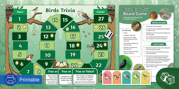 Spring Birds File Folder Board Game for Spring Activities