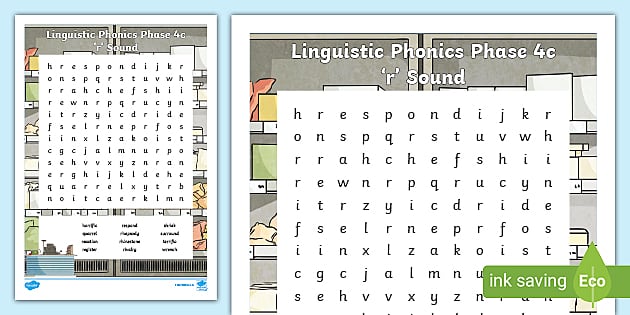 Linguistic Phonics Phase 4c 'r' Sound Word Search