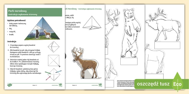 Triorama parku narodowego | Którędy do Yellowstone? | Instrukcja i szablony