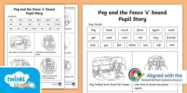 Peg and the Fence 'e' Sound Pupil Story Activity Sheet