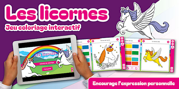 * NEW * Jeu coloriage interactif : Les licornes - Twinkl