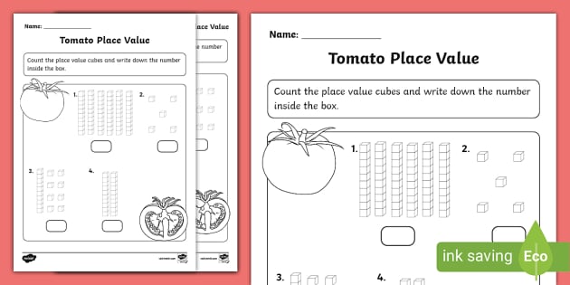 Tomato Place Value Activity Sheet (teacher made) - Twinkl