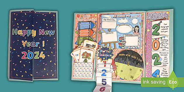 New Year Resolution Lapbook (teacher made) - Twinkl