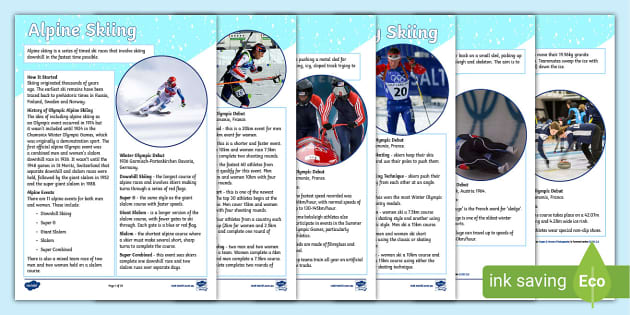 Winter Olympic and Paralympic Sports Fact Sheets - Twinkl