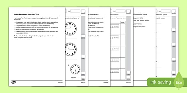 Year Two Measurement and Geometry Exam PDF Pack | Twinkl