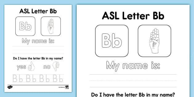 ASL Letter Bb Activity (teacher made) - Twinkl