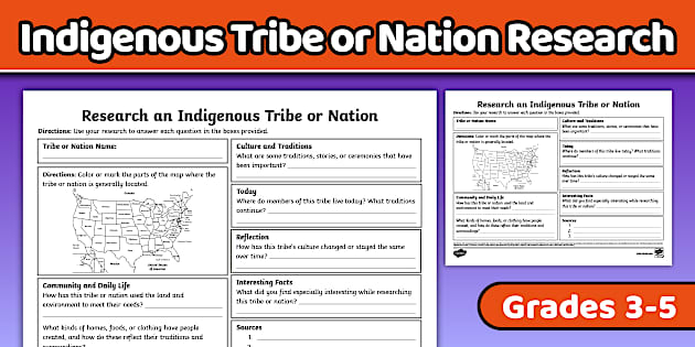 Research an Indigenous Tribe or Nation Worksheet for 3rd-5th Grade