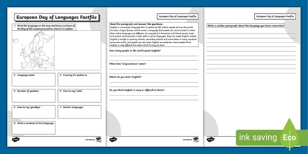 ESL European Day of Languages Fact File - Twinkl