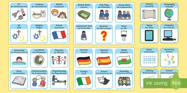 SEN Visual Timetable for School English/German - SEN Visual Timetable for