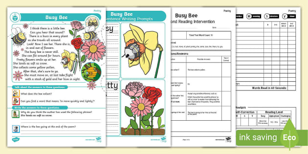 Level 6: 'Busy Bee' 60-Second Reading Set 2 Intervention Pack