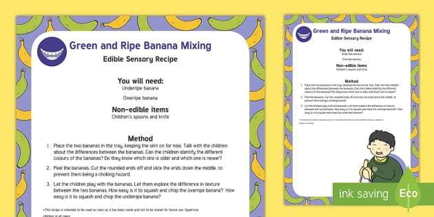 Green and Ripe Banana Mixing Edible Sensory Recipe - Twinkl