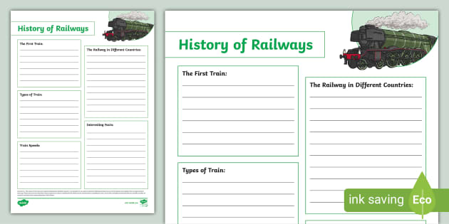 History of Railway Fact File Template,steam trains - Twinkl