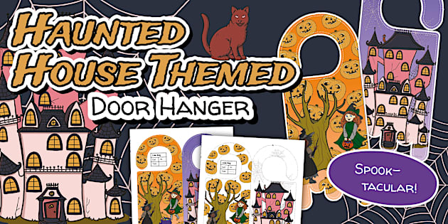 Haunted House Themed Door Hanger Worksheet