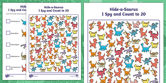 Hide-a-Saurus I Spy and Count Activity to 20 (teacher made)