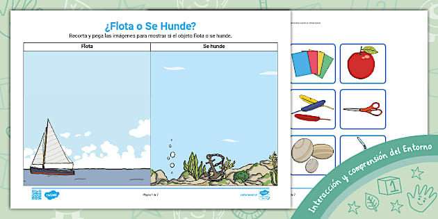 Guía de Trabajo | Flota o Se Hunde | Recortable | Preescolar