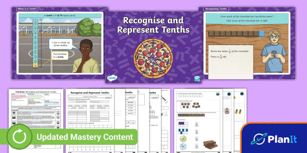 Y3 Recognise and Represent Tenths PlanIt Maths Lesson 16