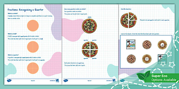 Fractions: Recognising a Quarter (Ages 5 - 6) - Twinkl