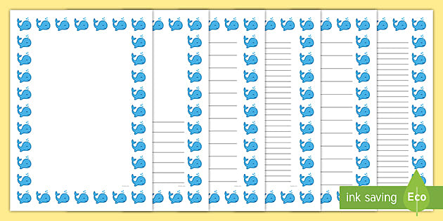 Whale Portrait Page Borders- Portrait Page Borders - Twinkl