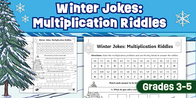 Winter Jokes: Multiplication Riddles for 3rd-5th Grade