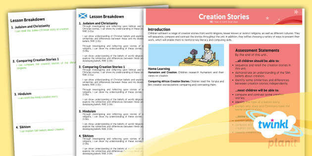FREE! - RE: Creation Stories Year 6 CfE Overview