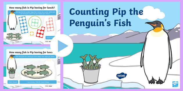 EYFS Counting Pip the Penguin's Fish PowerPoint