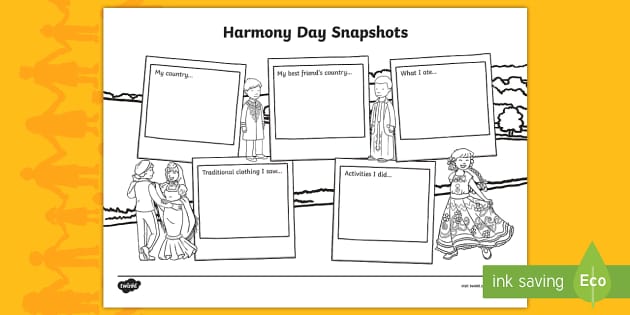 Harmony Day Snapshots Worksheet (teacher made)