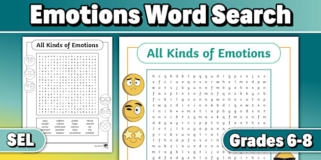 Social Emotional Learning Emotions Vocabulary Word Search