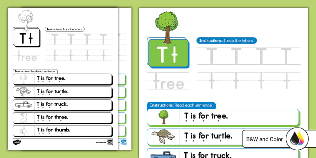 Letter T Fluency Sentences for ELL Alphabet Activity