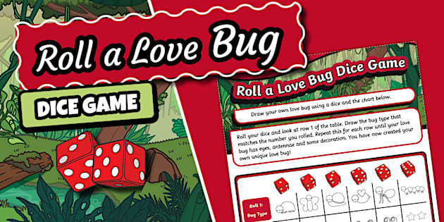 Roll a Love Bug Dice Game - Twinkl - KS1