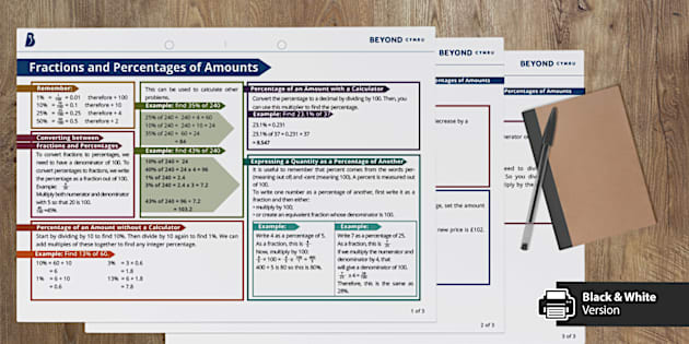 Activity Mat: Fractions and Percentages of Amounts - Twinkl