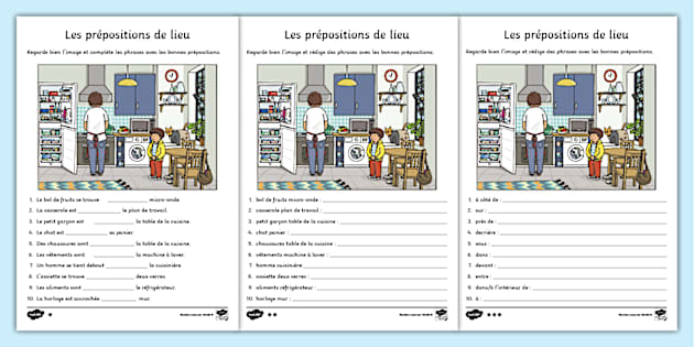 Fiche d'activités différenciées : Les prépositions de lieu Fiche d'activités différenciées : Les prépositions de lieu
