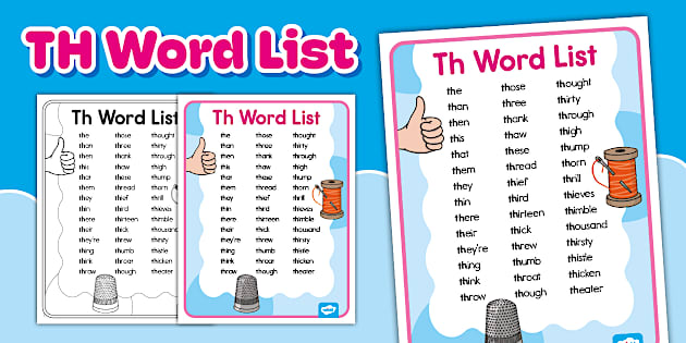 TH Word List – Phonics and Spelling Practice