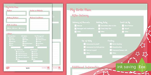 My Birth Plan (teacher made) - Twinkl