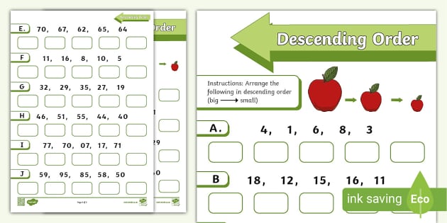 Descending Order Worksheet teacher Made 
