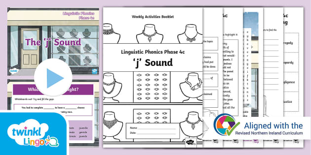 NI Linguistic Phonics Phase 4c 'j' Sound Activities Pack
