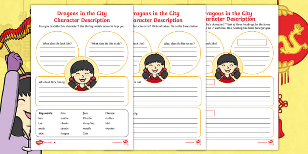 Dragons In The City Character Description Worksheets