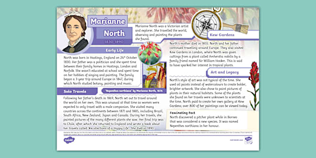 KS2 Marianne North Fact File (l'enseignant a fait) - Twinkl