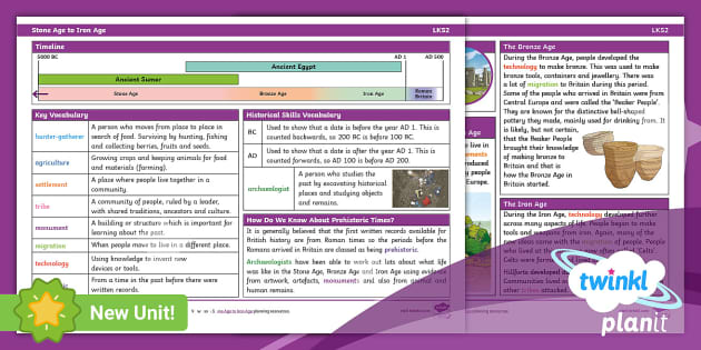 History Knowledge Organiser: Stone Age to Iron Age LKS2