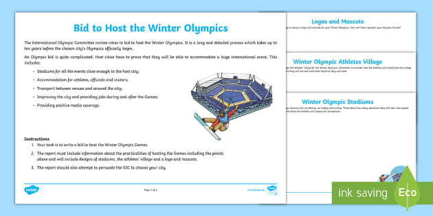 KS2 Winter Olympics Host City Bid Writing Activity Pack