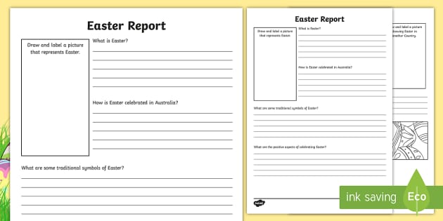 Easter Report Writing Worksheet (Hecho por educadores)