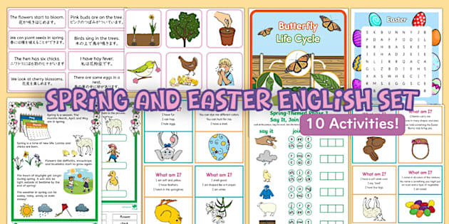 イースター・春の英語教材セット Spring and Easter Beginners English Materials Resource ...
