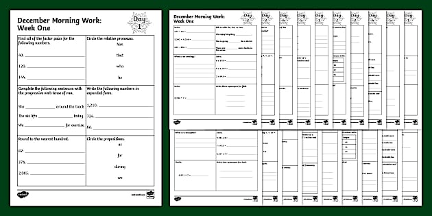 Fourth Grade December Morning Work Bundle (professor feito)