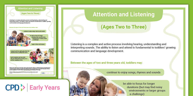Attention and Listening (Ages Two to Three) | Kindergarten CPD