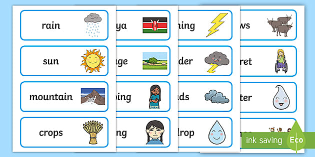 Word Cards to Support Teaching on Lila and the Secret of Rain
