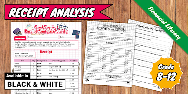 Smart Shopping: Receipt Analysis Activity (teacher made)