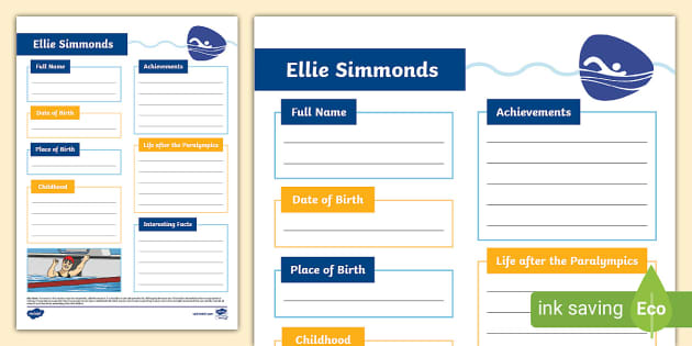KS2 Ellie Simmonds Fact File Template (l'enseignant a fait)