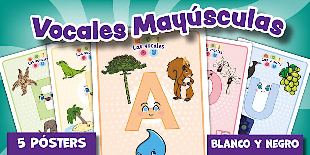 Póster: Vocales Mayúsculas - Colores Pasteles