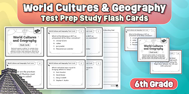 World Cultures and Geography Test Prep Study Flash Cards