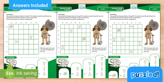 Dinosaur Fossils Battleships Puzzle Pack (teacher made)